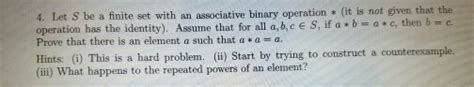 solved let s be a finite set with an associative binary