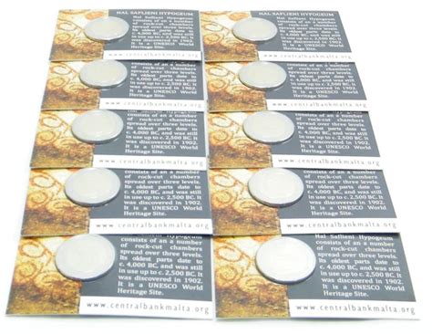 10 X 2 Euro Coincard Malta 2022 Ħal Saflieni Hypogeum Original Issues £