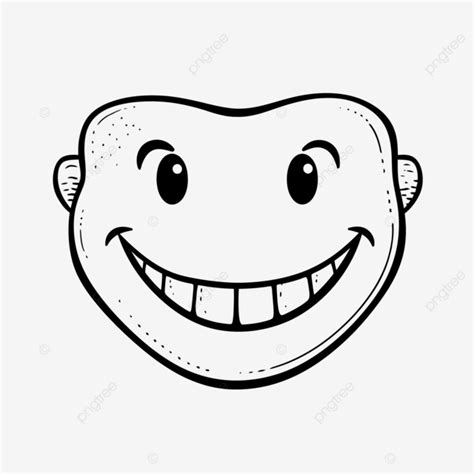 웃는 얼굴 개요 스케치 드로잉의 귀여운 이미지 벡터 치아 그리기 치아 개요 치아 스케치 Png 일러스트 및 벡터 에 대한