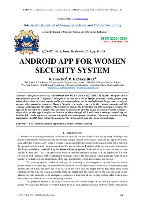 Pdf Android App For Women Security System﻿ Ijcsmc Journal