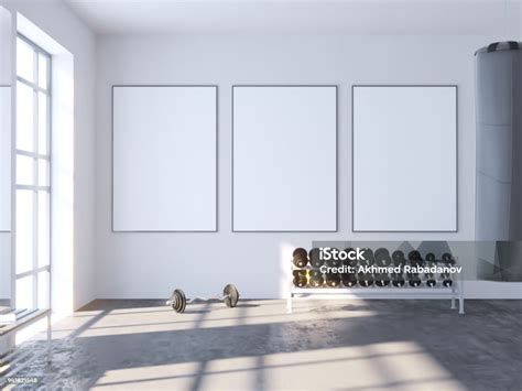 장면 3 차원 일러스트 레이 션 스포츠 체육관 피트 니스 탈의실 벽 흰색 관점 그림을 모의 0명에 대한 스톡 사진 및 기타 이미지 Istock