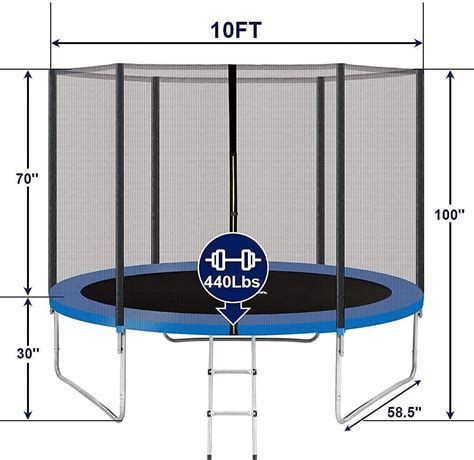 TRIPLETREE 10FT Trampoline With Safety Enclosure Net Ladder, Suitabl ...