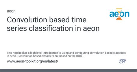 Convolution Based Time Series Classification In Aeon Aeon 130 Documentation