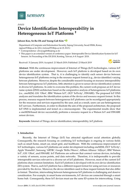 Pdf Device Identification Interoperability In Heterogeneous Iot Platforms