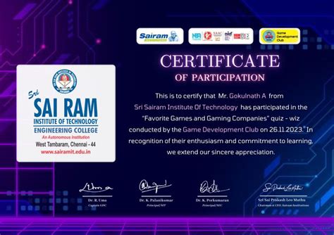 Gokulnath A On Linkedin Gamingjourney Acknowledgment