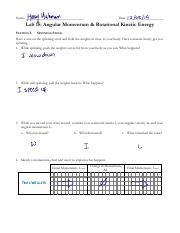 Exploring Angular Momentum And Rotational Kinetic Energy Course Hero