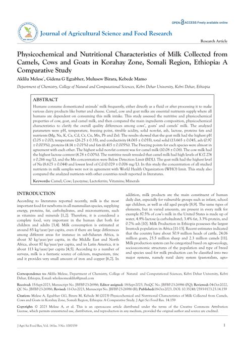 (PDF) Physicochemical and Nutritional Characteristics of Milk Collected ...