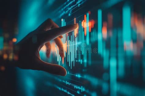 A Finger Interacting With Data Visualizations On A Digital Screen Stock Illustration