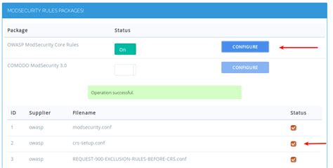 4 Mod Security Rules Packages 09 Security CyberPanel Community