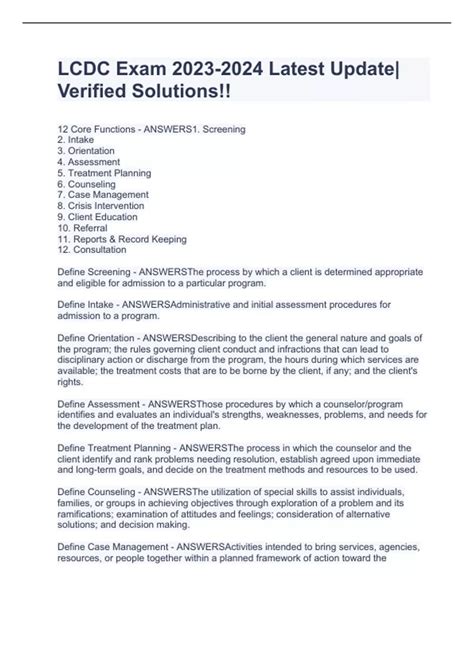 LCDC Exam Latest Update Verified Solutions LCDC Stuvia US