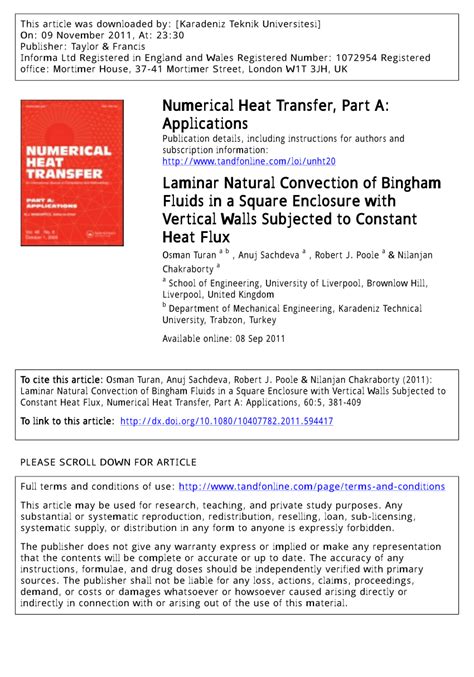 Pdf Laminar Natural Convection Of Bingham Fluids In A Square Enclosure With Vertical Walls