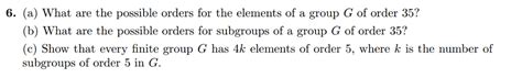 solved a what are the possible orders for the elements of