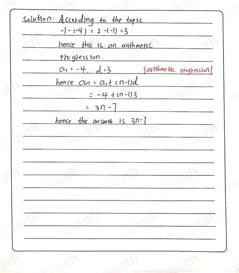 solved what is the nth term rule of the linear sequence below 4 −1 2