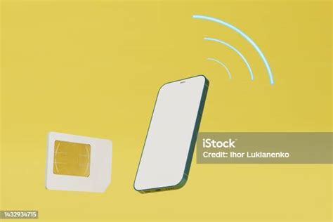 모바일 인터넷 연결 스마트 폰 Sim 카드 및 Wifi 아이콘이 노란색 배경에 있습니다 3d 렌더링 0명에 대한 스톡 사진 및