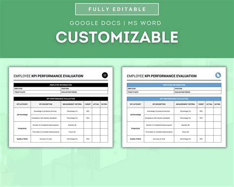 Employee Kpi Performance Evaluation Form Template Performance Metrics Assessment Form Employee