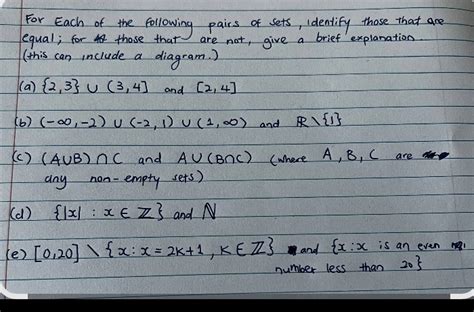 Solved For Each Of The Following Pairs Of Sets Identify Chegg