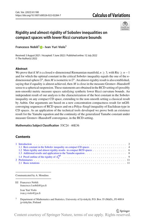 Pdf Rigidity And Almost Rigidity Of Sobolev Inequalities On Compact