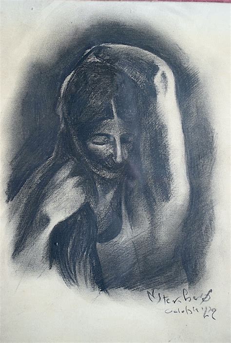 Proantic Signé N STERNBERG Dessin Femme Demi Nue Daté 1929 XX ème
