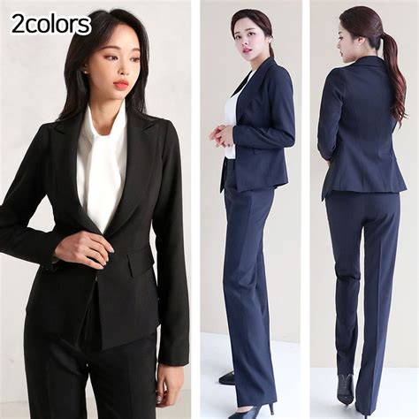 포스티 심플형 여성 바지정장세트 여자면접복장 빅사이즈 일자핏 수트 Xs 5xl