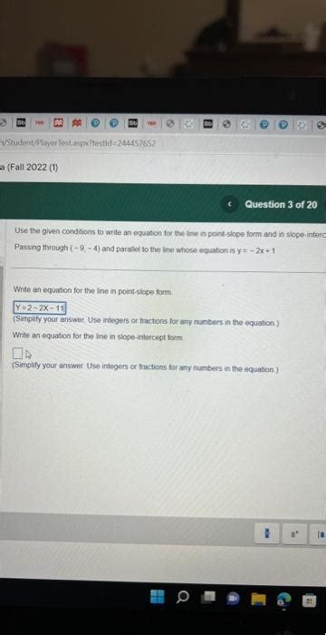 solved use the given conditions to wite an equation for the