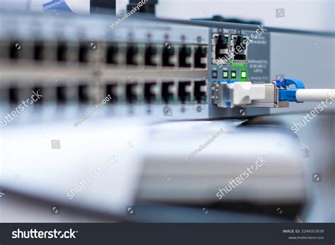 Close Multiport Network Switch Fiber Optics Stock Photo Shutterstock
