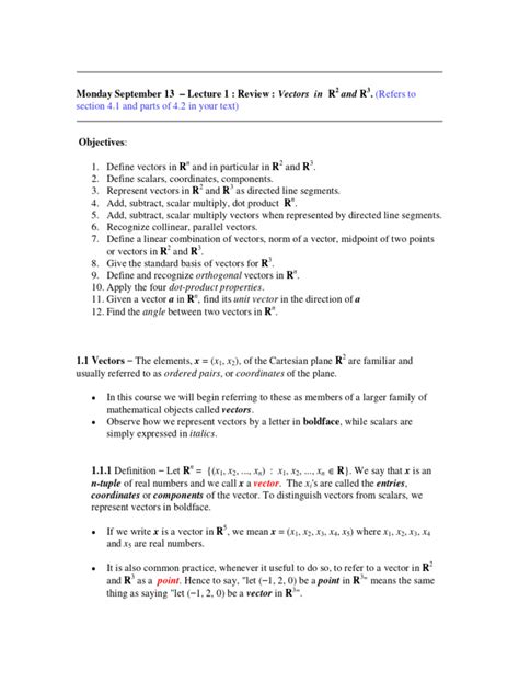 Lecture 01 Vectors In R 2 And R 3 Download Free Pdf Euclidean
