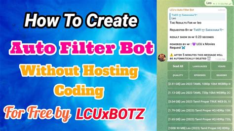 How To Create Your Own Auto Filter Bot Without Hosting Coding For Free With Shortner
