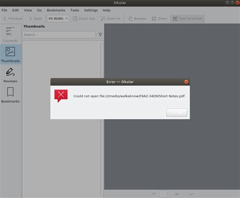 cannot open pdf files in mounted usb drive using okular ask ubuntu