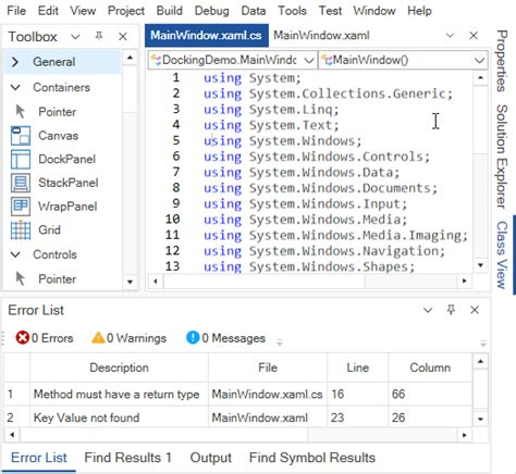 WPF Docking Control Visual Studio Like DockPanel Syncfusion