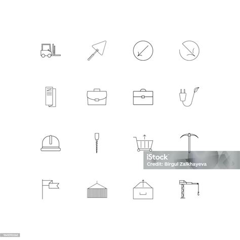 산업 선형 얇은 아이콘 설정합니다 간단한 벡터 아이콘 설명 0명에 대한 스톡 벡터 아트 및 기타 이미지 0명 드릴 디자인 Istock