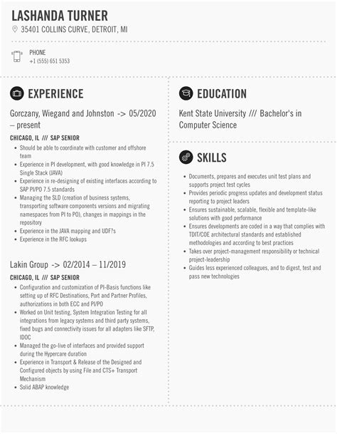 SAP Senior Resume Samples Velvet Jobs