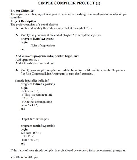 Solved Simple Compiler Project 1 Project Objective The