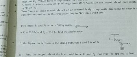 4 a block a exerts a force on b of magnitude 20 n calculate the mag