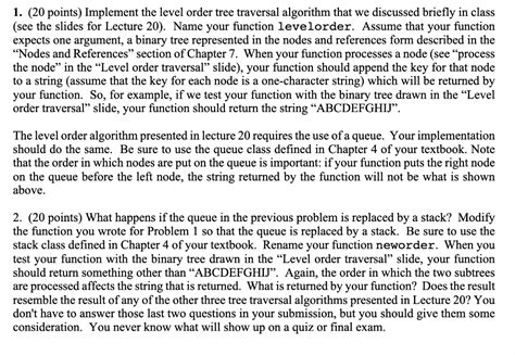 Solved 1 20 Points Implement The Level Order Tree