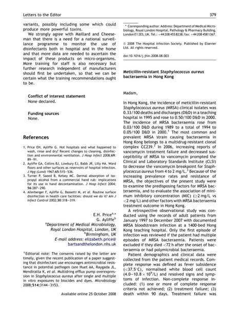 Pdf Meticillin Resistant Staphylococcus Aureus Bacteraemia In Hong Kong Dokumentips