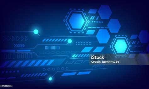 Blue Circuit Lines Networking Hi Tech Technology Abstract Background Stock Illustration