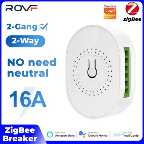 Rovf Tuya Zigbee Smart Light Switch 16a No Neutral Wire 2 Way Control Mini Module Mini