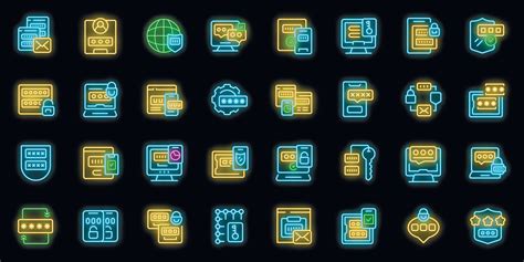 Multi Factor Authentication Icons Set Vector Neon 30726885 Vector Art
