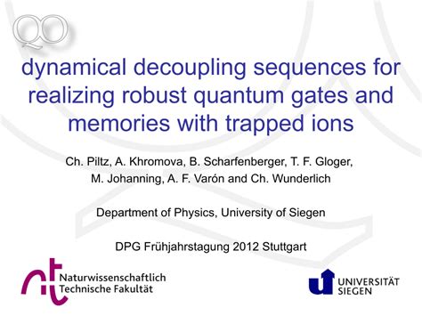 Pdf Dynamical Decoupling Sequences For Realizing Robust Quantum Gates And Memories With