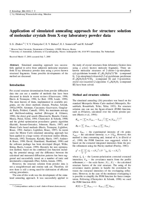 Pdf Application Of Simulated Annealing Approach For Structure