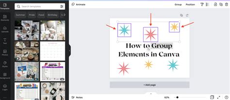 how to group elements in canva void graphics
