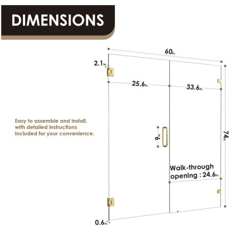 Altair SD HI BG Roisin High X Wide Hinged Frameless Shower Door With Clear Glass
