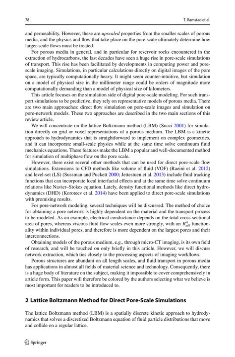 Solution Pore Scale Simulations Of Single And Two Phase Flow In Porous Media Approaches And