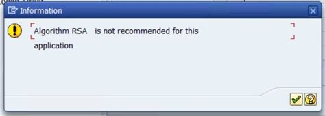 Algorithm Rsa Is Not Recommended For This Applicat Sap Community