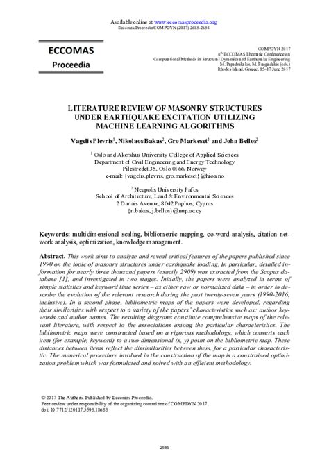 Pdf Literature Review Of Masonry Structures Under Earthquake
