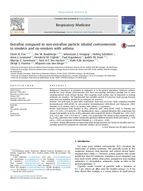 Pdf Extrafine Compared To Non Extrafine Particle Inhaled Corticosteroids In Smokers And Ex