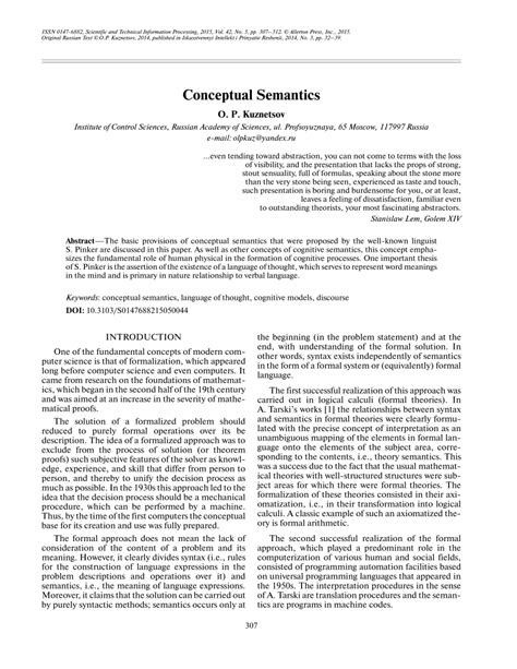 Pdf Conceptual Semantics
