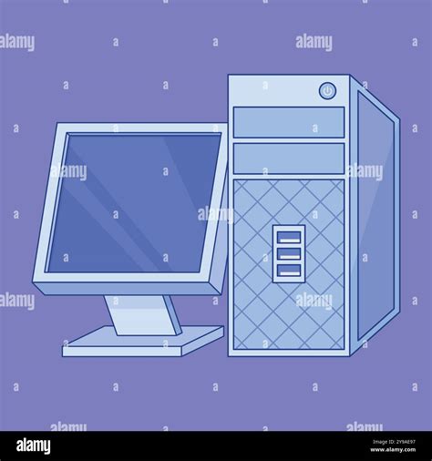 Monitor With Desktop Vector Illustration PC Computer Icon Vector Gaming PC Icon Illustration