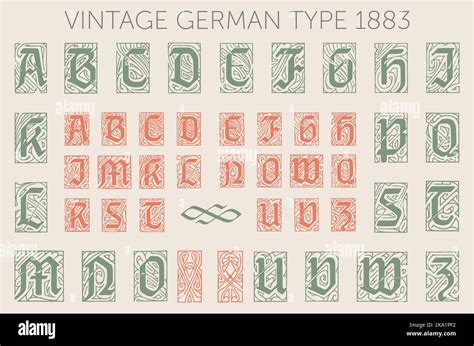 Vintage Typeface Font Alphabet Capitals For Labels And Different Type Designs From German