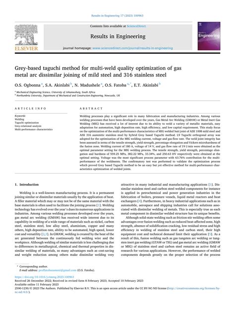 Pdf Grey Based Taguchi Method For Multi Weld Quality Optimization Of